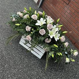 Quick sand roses and open Lily's 5ft - Funeral Flowers Rotherham
